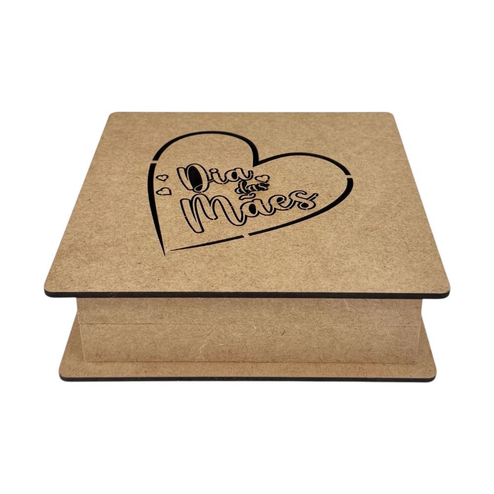 MDF na Web - cod: 4576 - Caixa Para 9 Doces Vazada Dia Das Mães 16x16x5