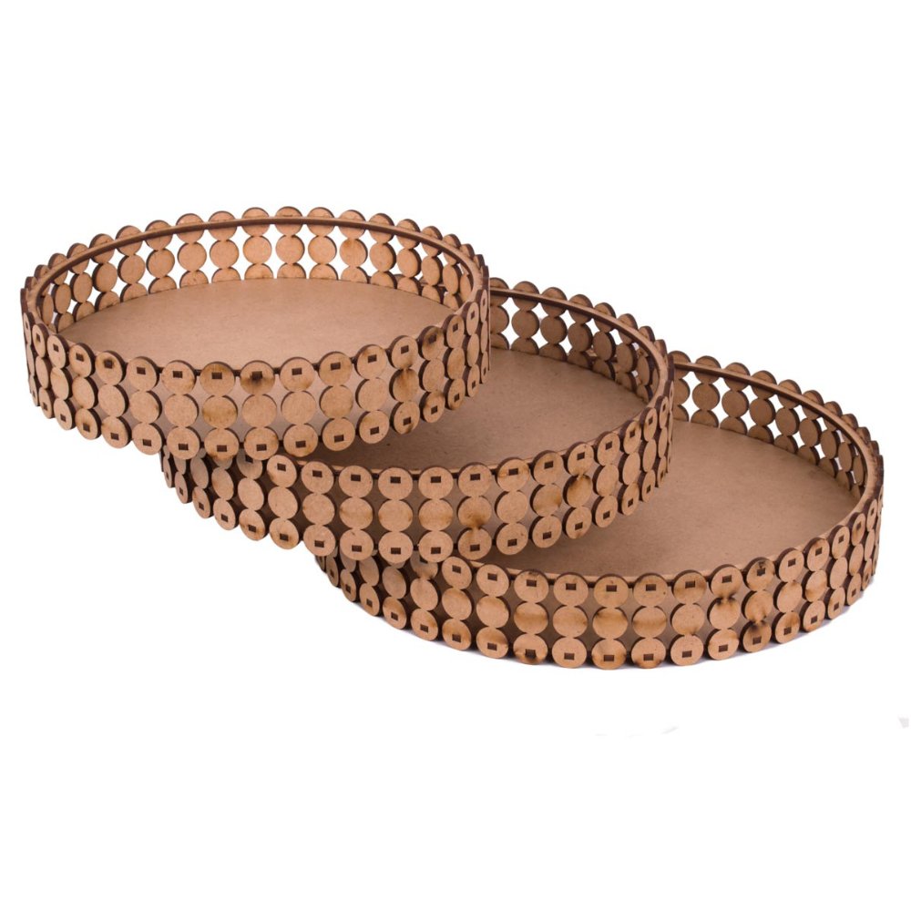 MDF na Web - cod: 1794 - Laser Trio De Bandeja Perola Redonda