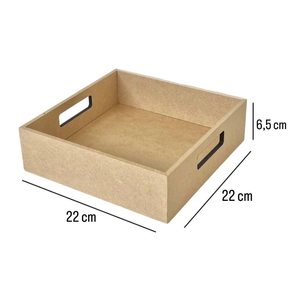 MDF na Web - cod: 157 - Bandeja Quadrada Básica Pequena 22X22X6,5
